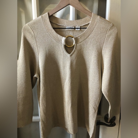 Cato | Sweaters | Womens Key Hole Gold Shine Sweater In Large | Poshmark